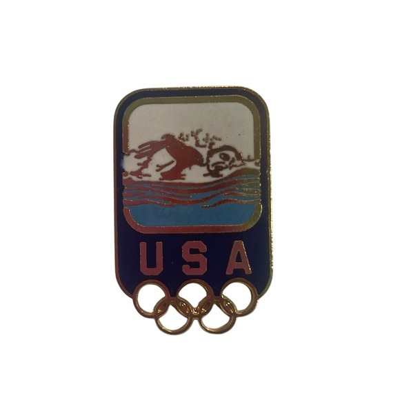 Jewelry | Vintage Usa Olympics Swimming Pin Olympic Rings Collectible ...